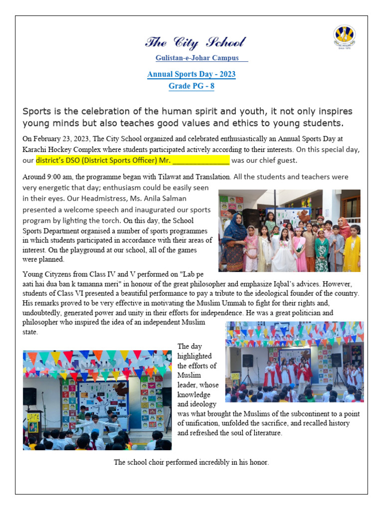 Annual Sports Day (REPORT) Incomp | PDF
