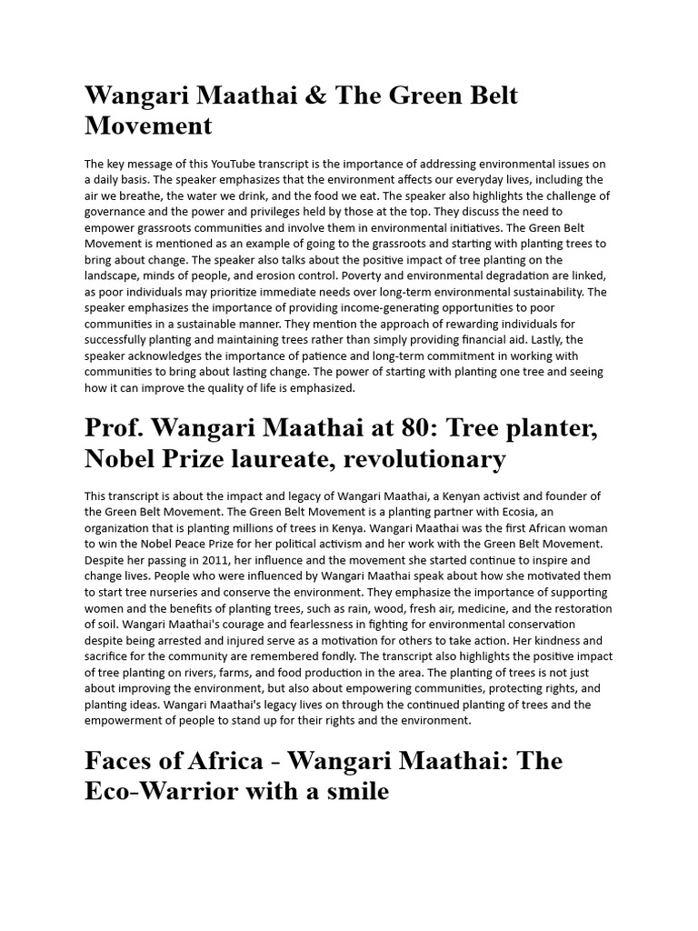Wangari Maathai | PDF | Environmental Social Science | Earth Sciences