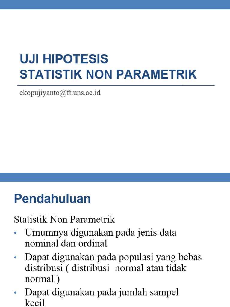 Uji Statistik Non Parametrik TRES | PDF