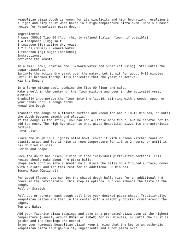 How To Make Neapolitan Pizza Pdf Dough Breads