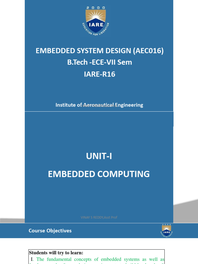 Es Unit-1 | PDF | Embedded System | Microprocessor