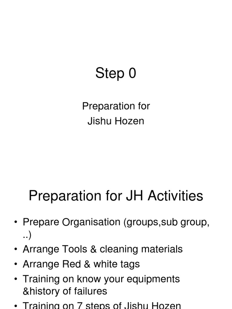 Jishu Hozen: Step 0 Preparation Guide | PDF | Technology & Engineering