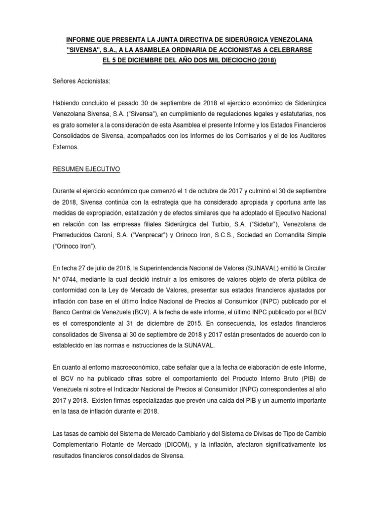 SIVENSA Carta Junta 02-No | PDF | Venezuela | Dominio eminente