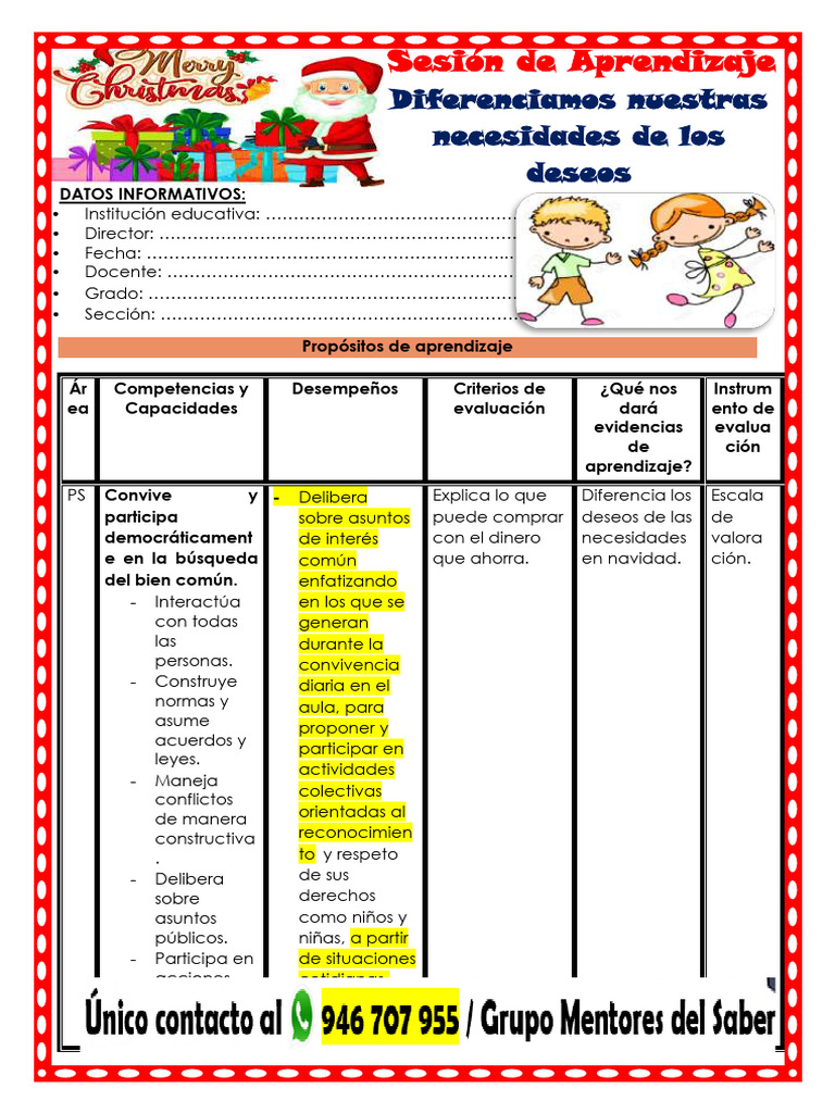 2° Sesión Día 1 PS Diferenciamos Nuestras Necesidades de Los Deseos ...