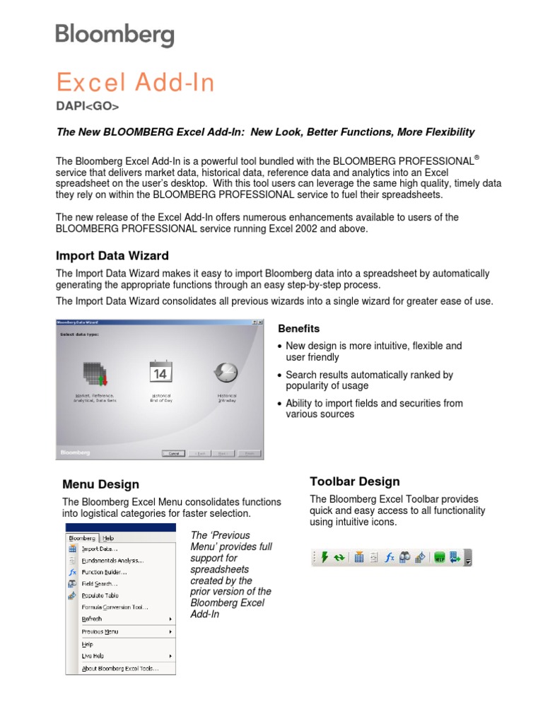 Using Bloomberg in Excel | PDF | Microsoft Excel | Spreadsheet