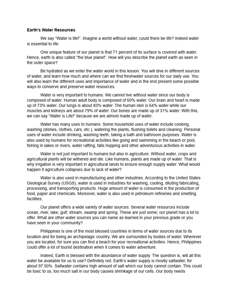 Earth's Water Resources Topic | PDF | Water | Water Vapor