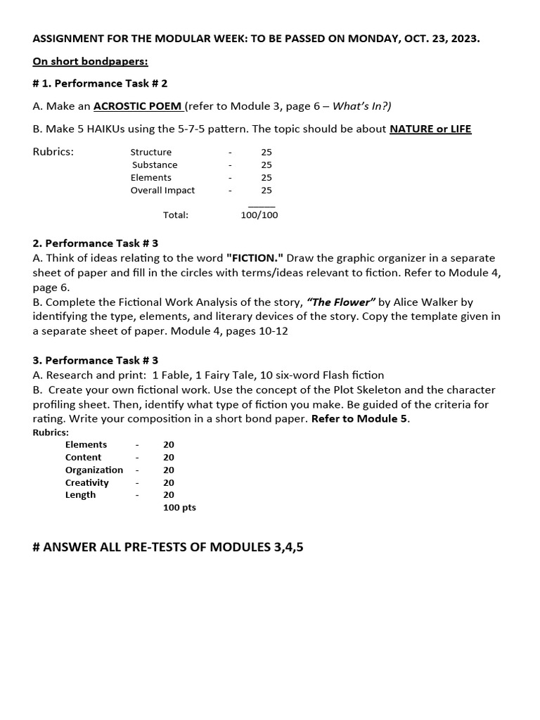Assignment For The Modular Week Pdf 0143