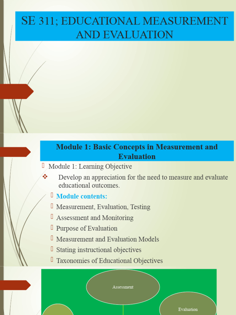 Measurement of Learning. Module 1 Basics | PDF | Educational Assessment | Evaluation