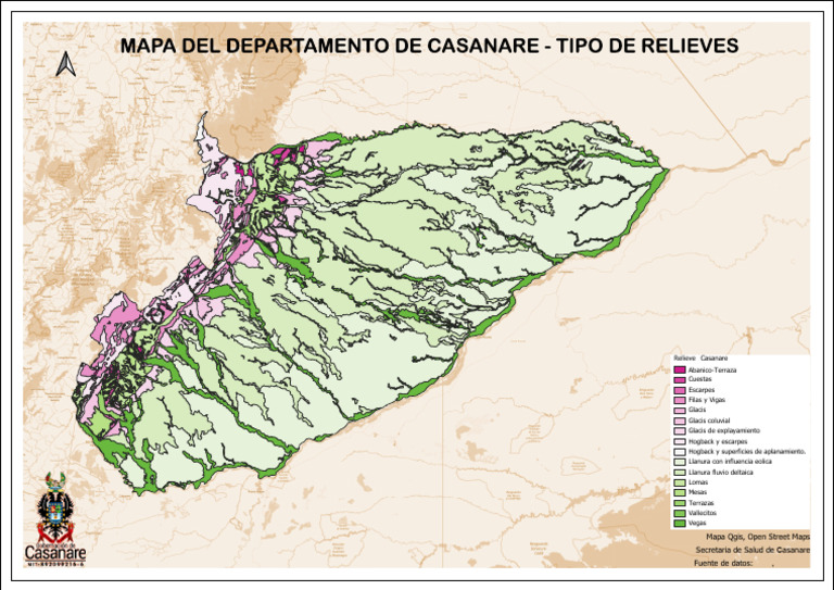 Mapa No 5. Distribución de relieves, Casanare, 2022. | PDF