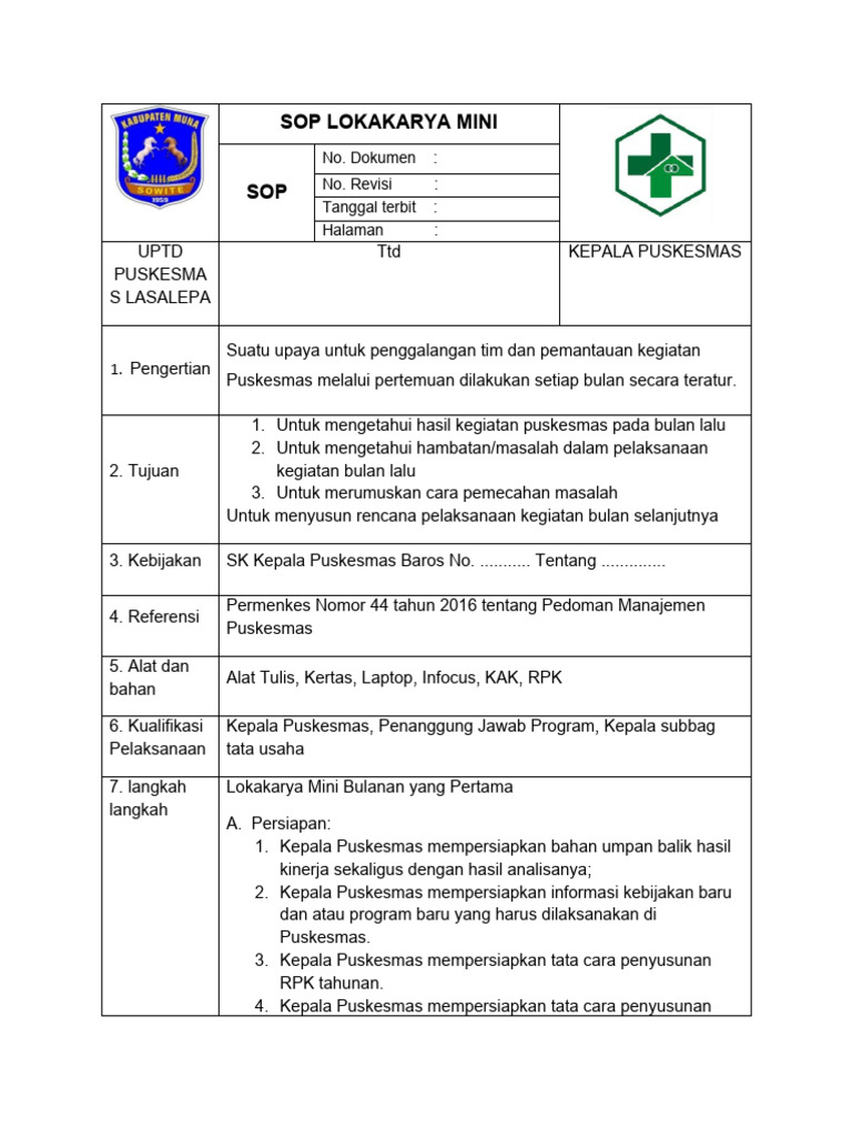 Sop Lokakarya Mini | PDF