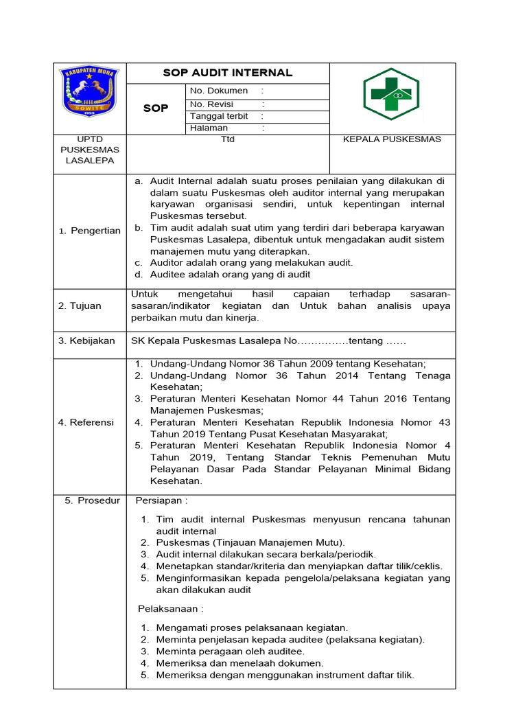 Sop Audit Internal | PDF