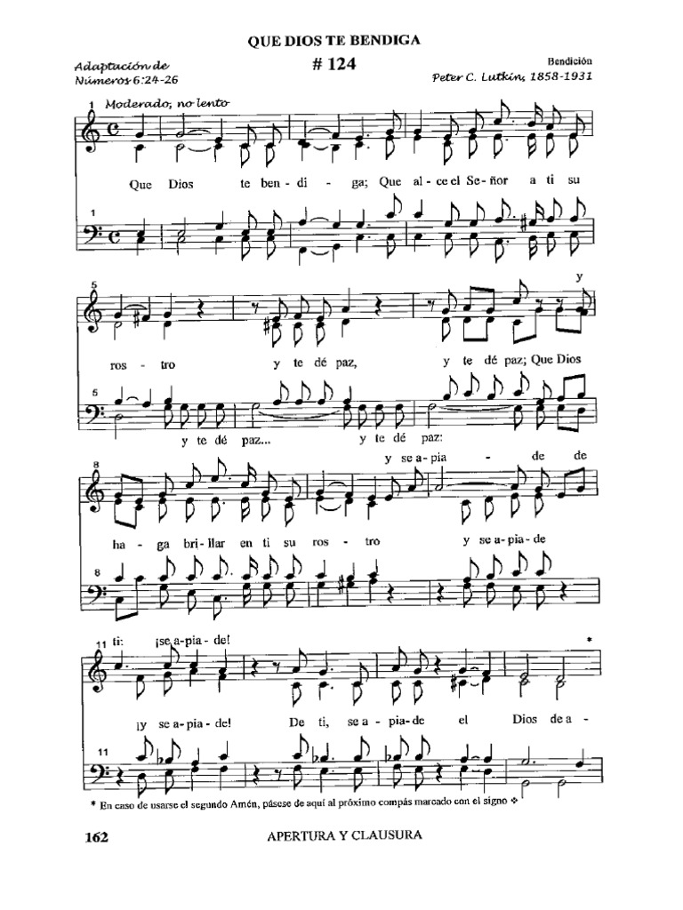 Que Dios Te Bendiga Peter C. Lutkin - Himnario | PDF
