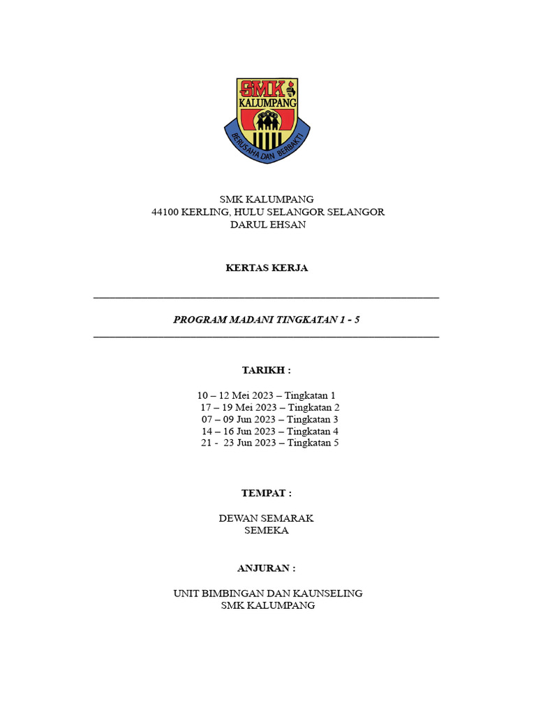 Kertas Kerja Program Madani | PDF