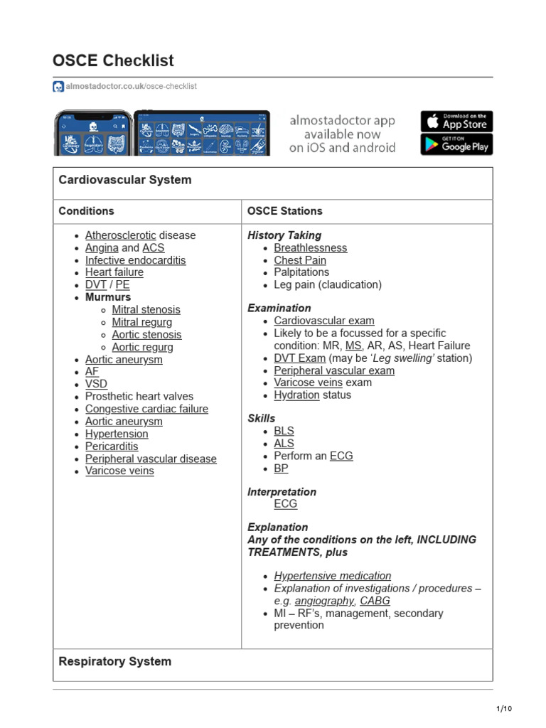OSCE Guide for Medical Students | PDF | Heart | Respiratory Diseases