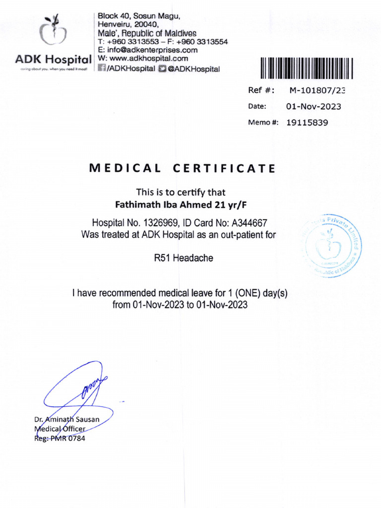 Medical: Certificate | PDF