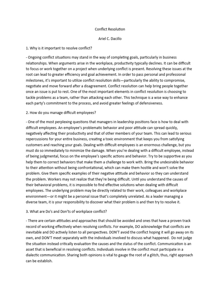 Conflict Resolution | PDF | Conflict Resolution | Conflict (Process)