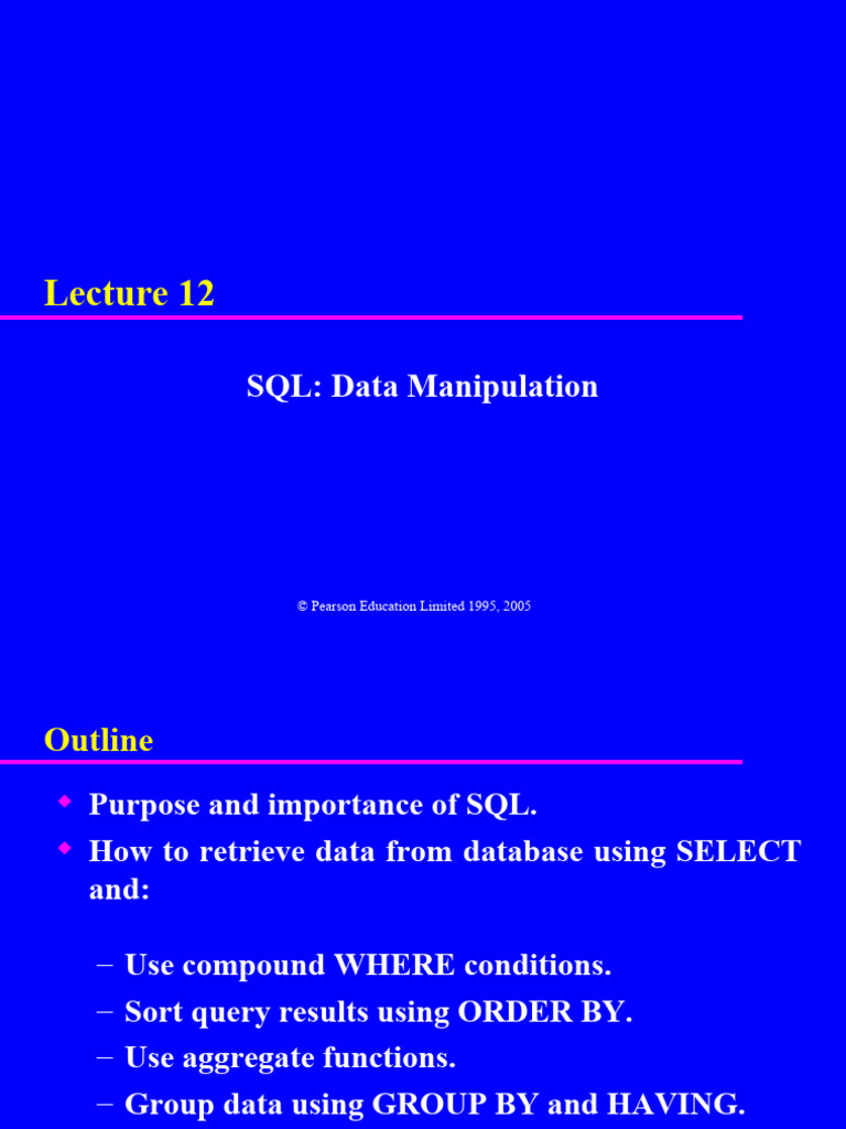 Lectur 11sql Language | PDF | Sql | Databases