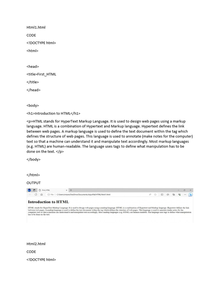Cws 1 | PDF | Html | Html Element