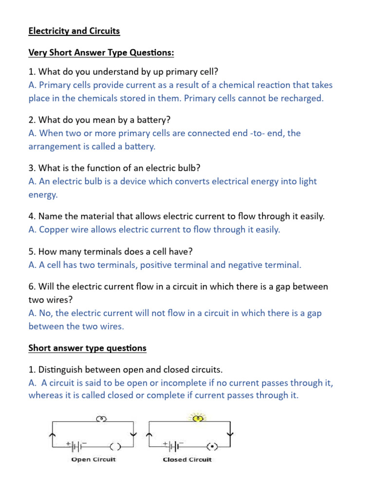 Electricity and Circuits Notes | PDF | Rechargeable Battery | Electric ...