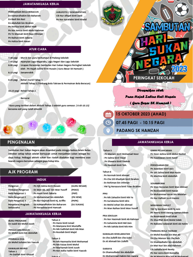 Buku Program Hari Sukan Negara 2023 | PDF