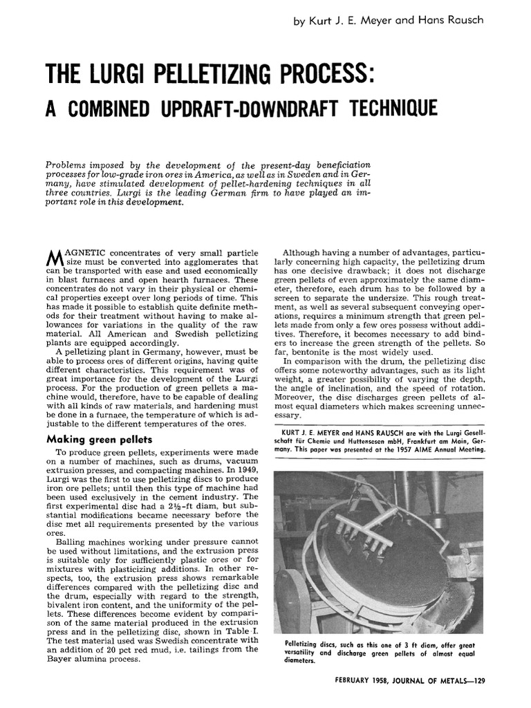The Lurgi Pelletizing Process:: A Combined Updraft-Downdraft Technique ...