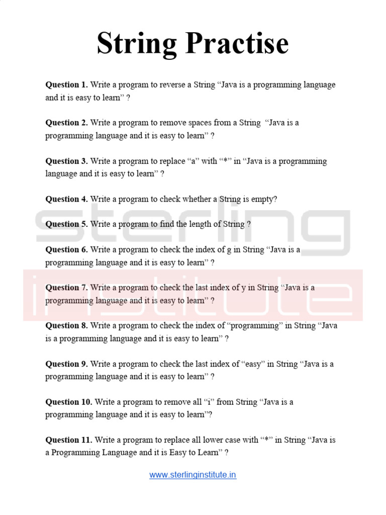 String Manipulation Practice Tasks | PDF | Computers