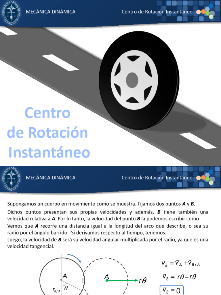 Centro de Rotación Instantáneo en Mecánica | PDF | Velocidad | Rotación
