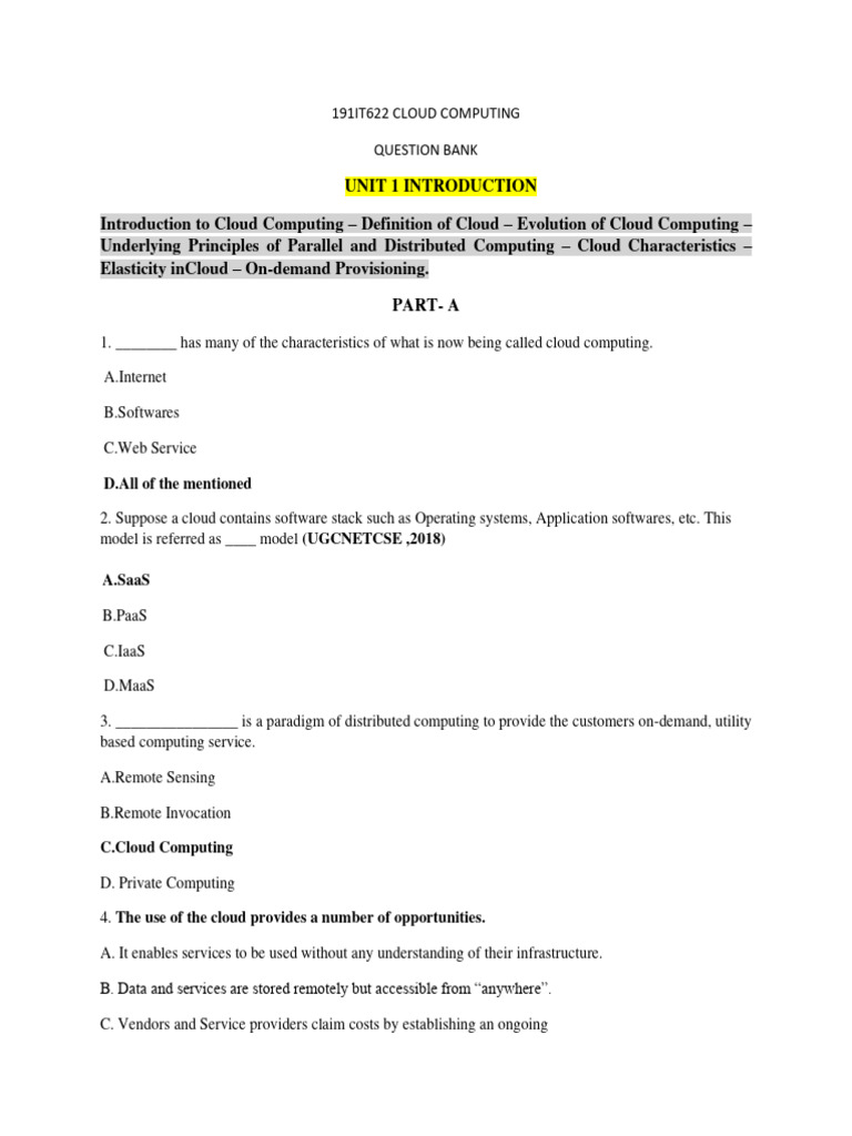 191it622 Cloud Computing (1) - 1 | PDF | Cloud Computing | Software As ...