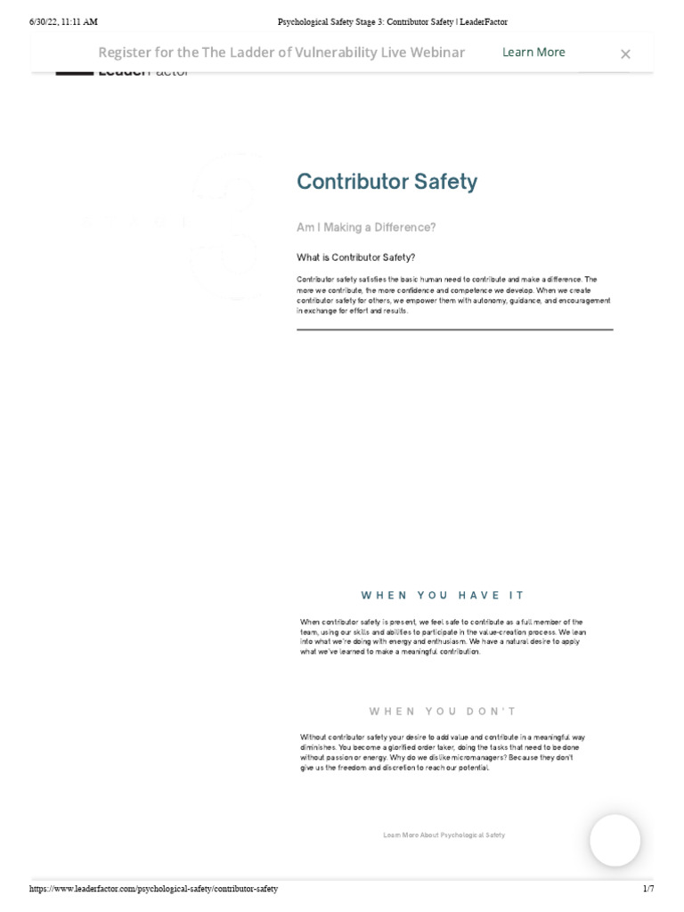 Stage 3 - Contributor Safety | PDF | Cognitive Science | Social Psychology