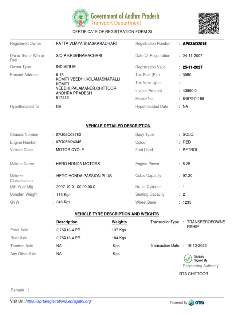 Ap 0030556032023 | PDF | Motor Vehicle | Vehicles