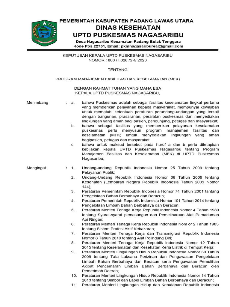 EP. A. SK Program MFK (Tim & Uraian Tugas) | PDF