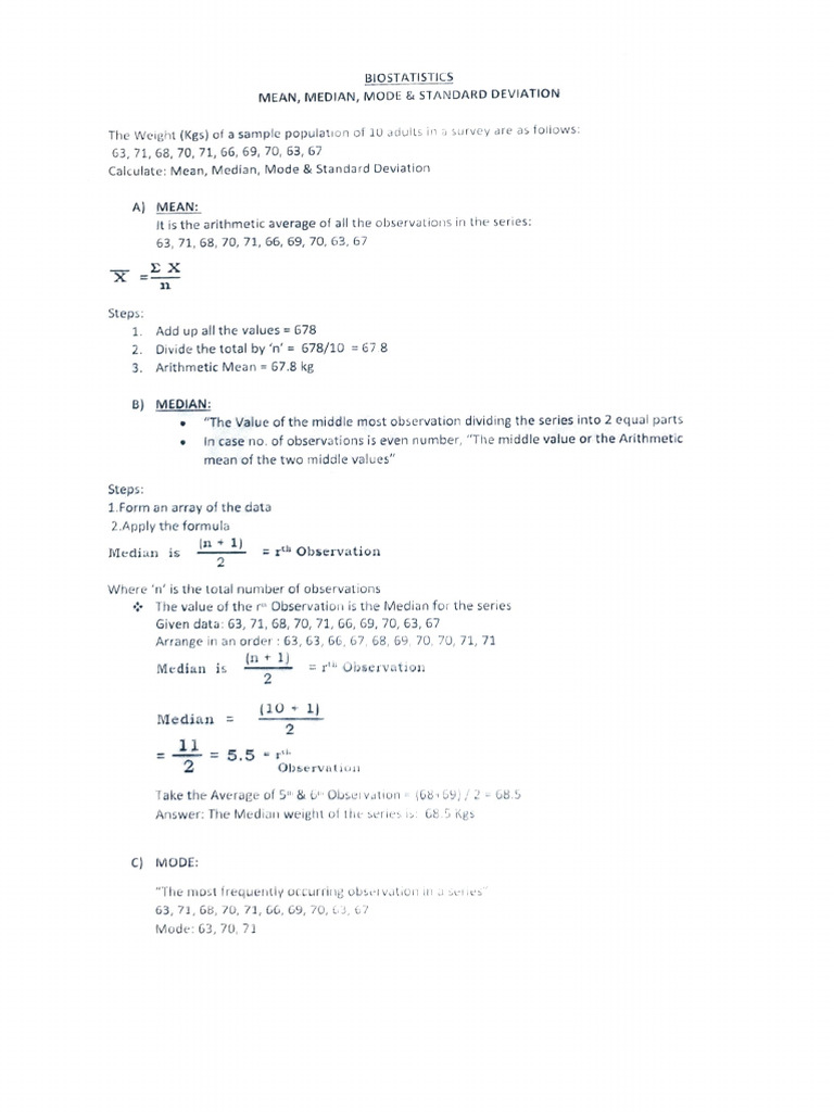 Biostatistics (CM Theory-Practicals) | PDF | Arithmetic Mean | Median