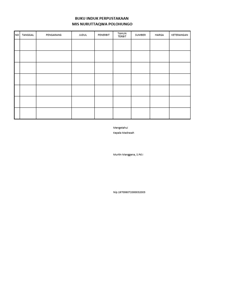 Buku Induk Perpustakaan Pdf