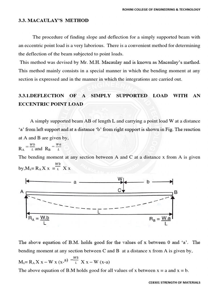 Macaulay's Method | PDF | Beam (Structure) | Bending