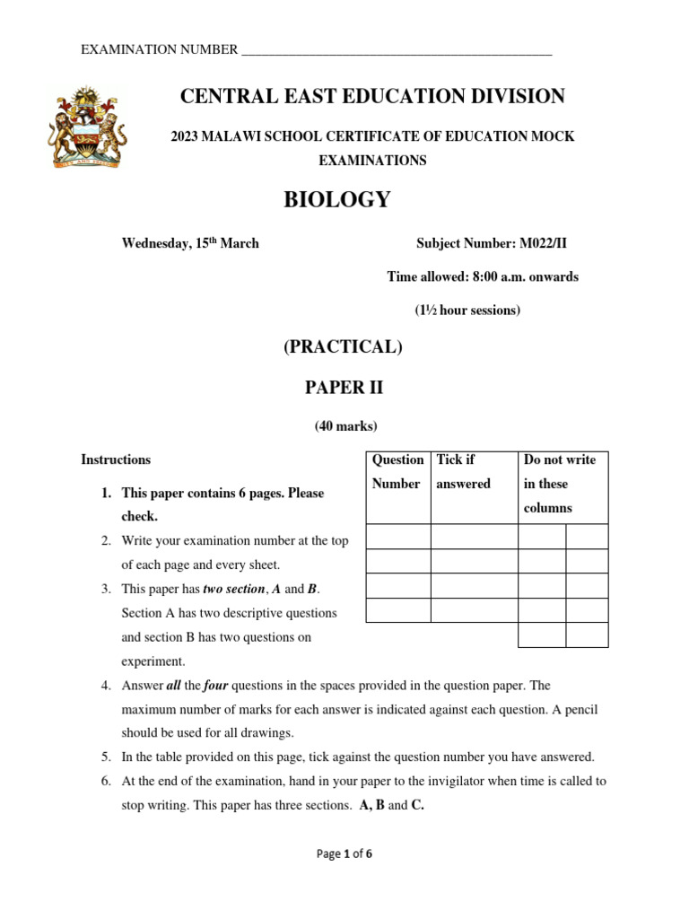 2023 Msce Biology Ii | PDF