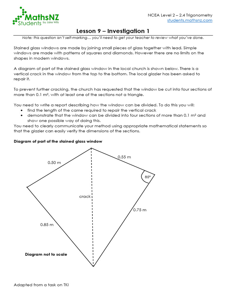 NCEA Level 2 Trigonometry: Stained Glass Analysis | PDF