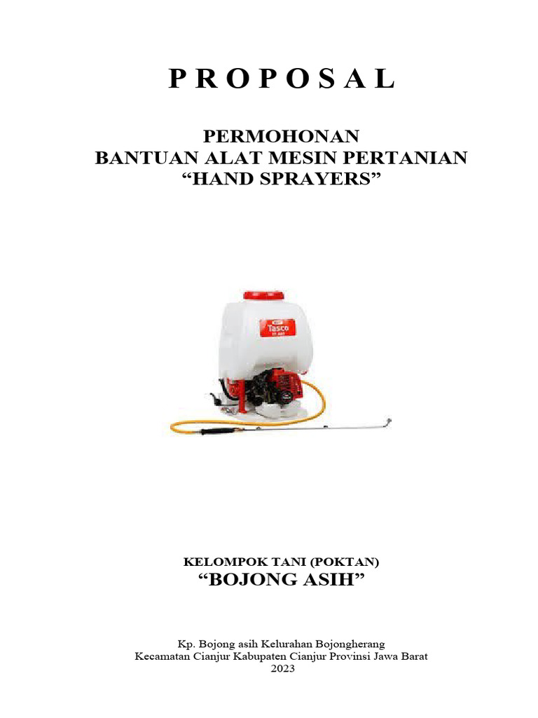 PROPOSAL HAND SPRAYERS POKTAN Bojongasih I | PDF | Sains & Matematika