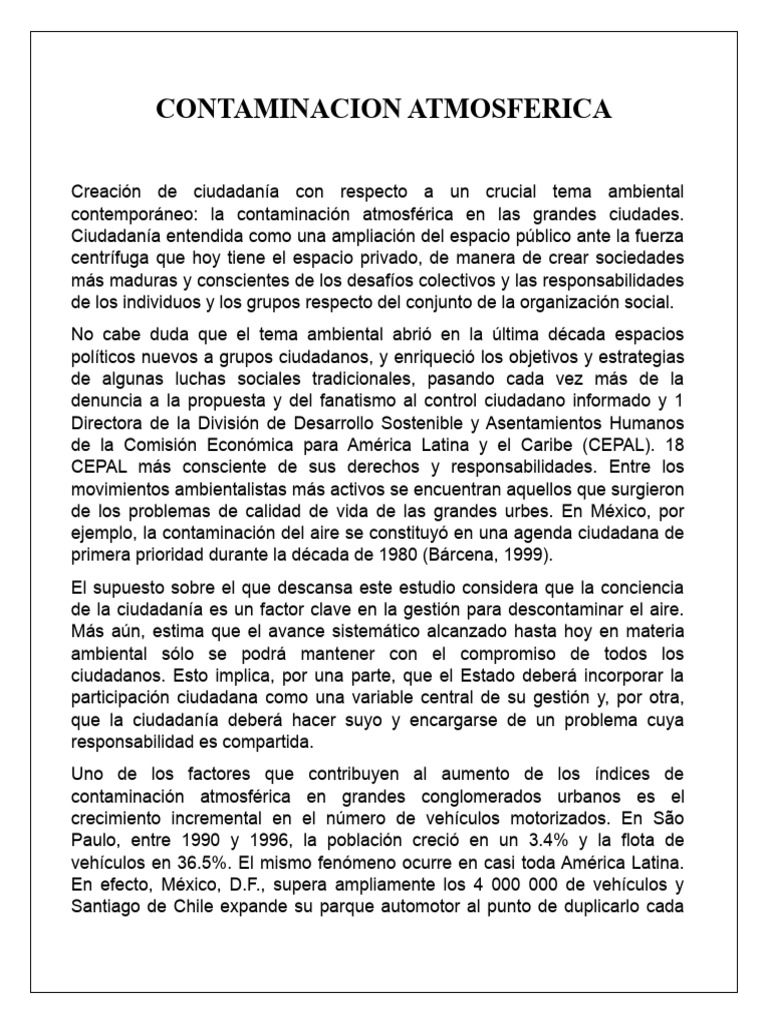 Contaminacion Atmosferica | PDF | La contaminación del aire | Contaminación