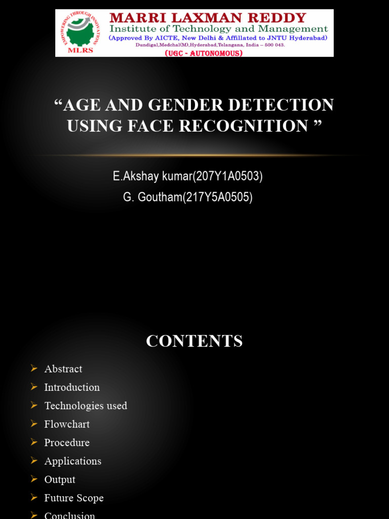 Age Gender Detection Presentation Pdf Learning Computing