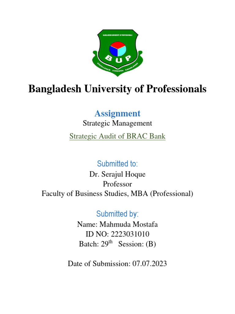 Strategic Audit of Brac Bank | PDF | Banks | Financial Risk