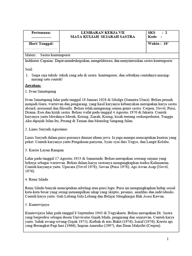 Lembar Kerja TSS | PDF