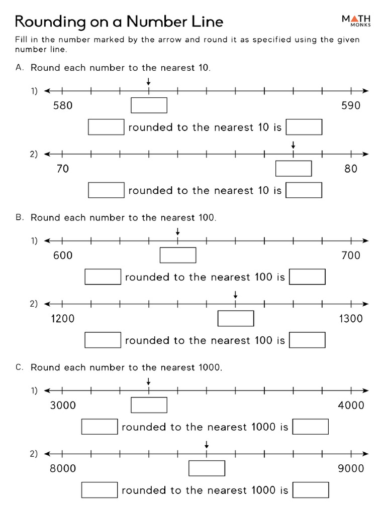 Rounding On A Number Line Worksheet | PDF