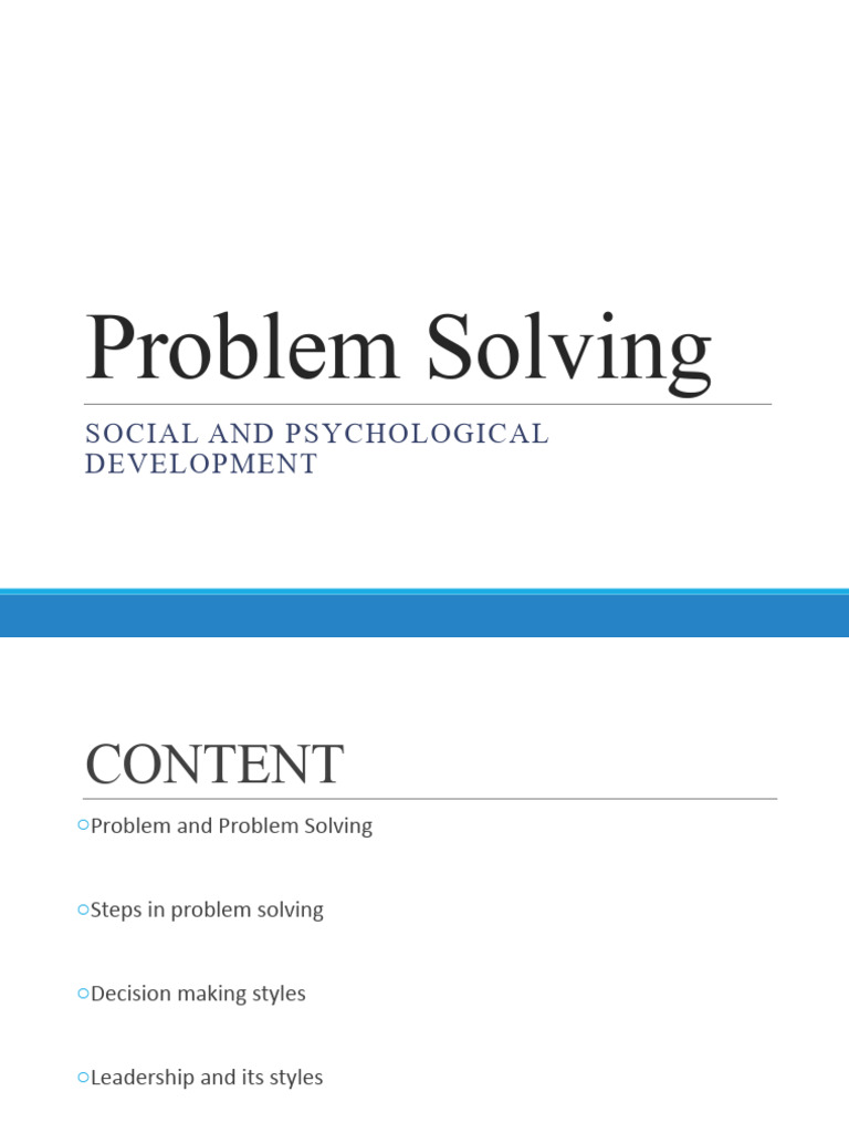 Problem Solving | PDF | Decision Making | Leadership