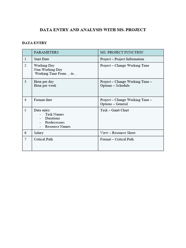 MS. Project Instruction | PDF | Business | Computing