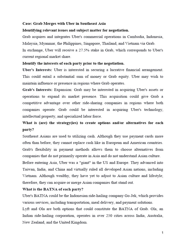 Grab and Uber Answer | PDF | Southeast Asia | Economies