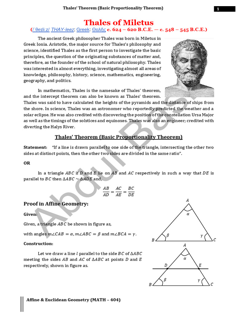 Thales Theorem | PDF | Line (Geometry) | Triangle