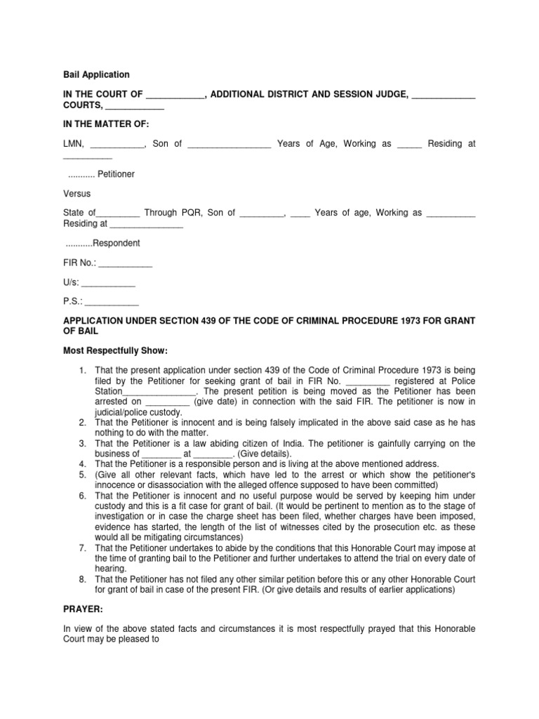 Bail Application | Download Free PDF | Bail | Arrest
