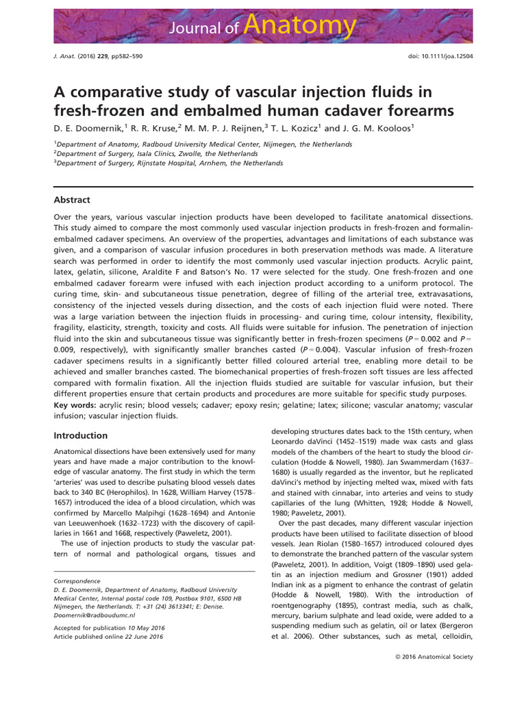 A Comparative Study of Vascular Injection Fluids | PDF | Cadaver ...