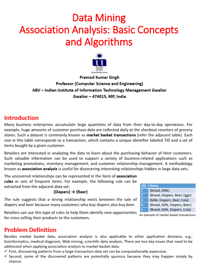 Chapter-6 (Association Analysis Basic Concepts and Algorithms) | PDF | Data Management | Applied ...