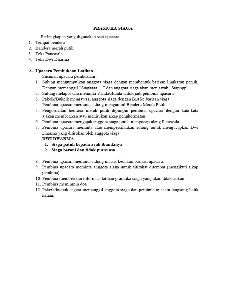 Susunan Upacara Pramuka Siaga dan Penggalang | PDF